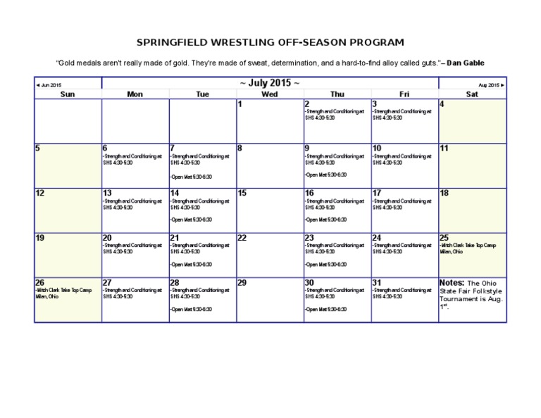 SHSWR July Calendar | PDF | Sports & Recreation | Cooking, Food & Wine