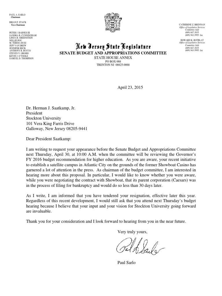 Letter To President Saatkamp 4-23-15 | PDF