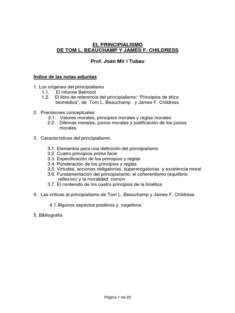 Principialismo en Ética Biomédica | PDF | Bioética | Moralidad
