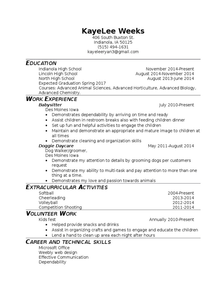 Kayelee Weeks: Ducation | PDF