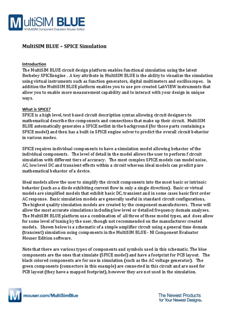 MultiSIM - SPICE Simulation | PDF | Spice | Electrical Network
