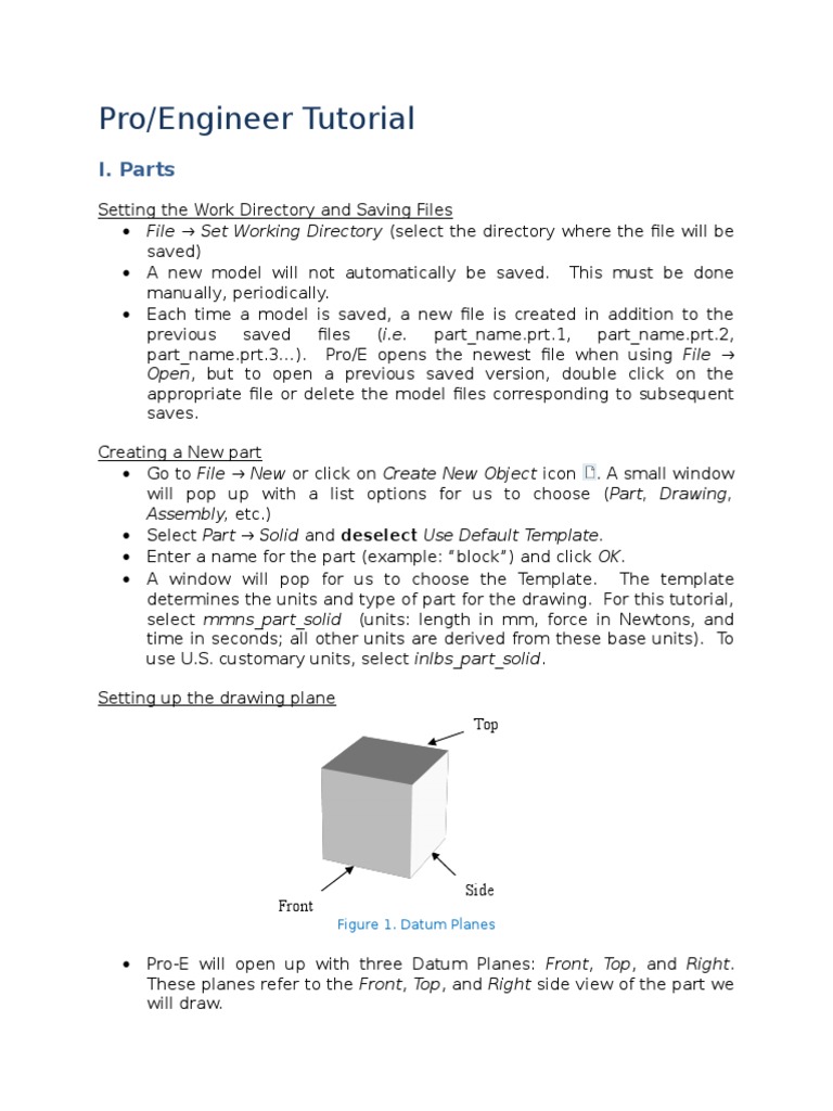 ProEngineer Tutorial - Part Models | PDF | Extrusion | Icon (Computing)