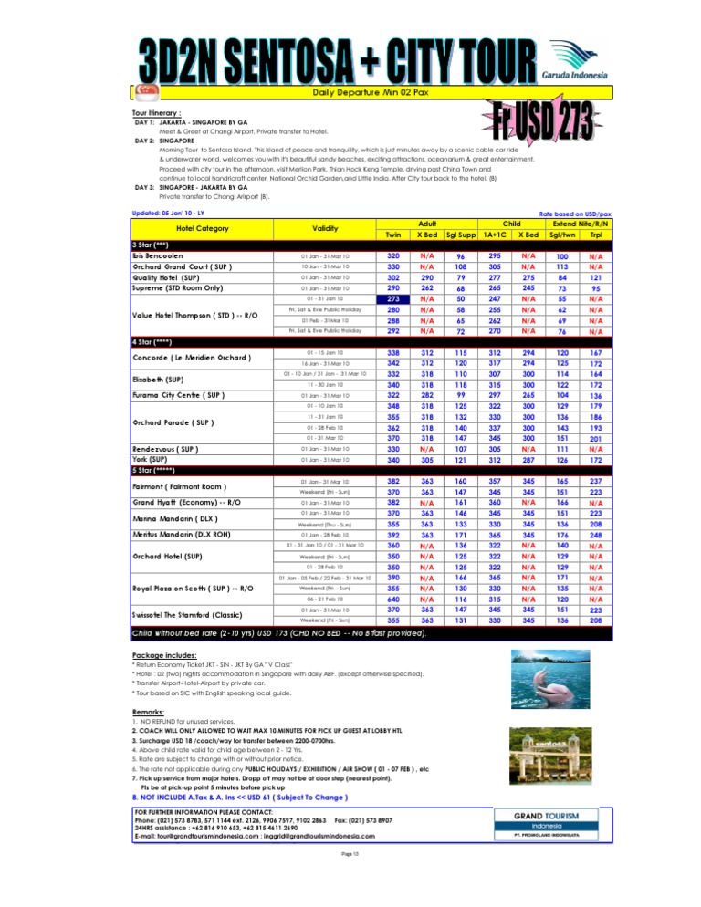 3d2n Sentosa + City Tour | PDF | Hotel | Hospitality Companies