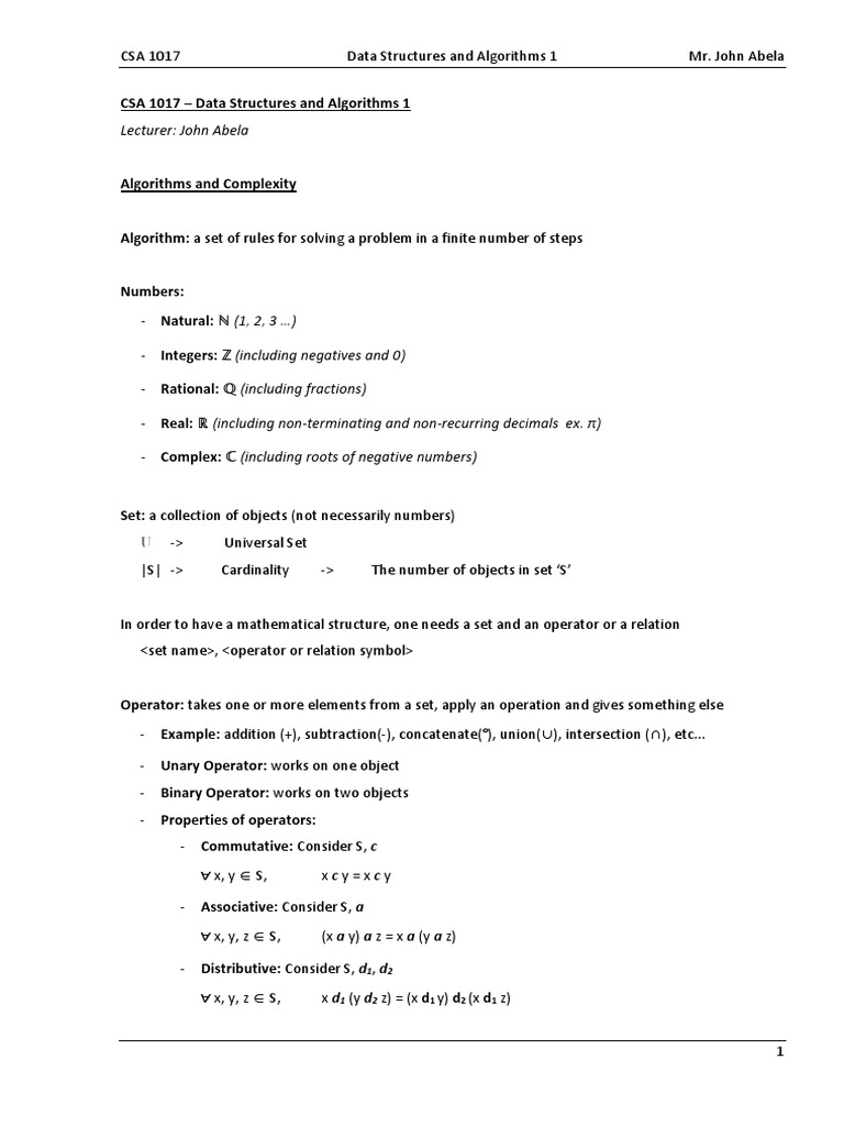 Data Structures And Algorithms Pdf Time Complexity Computational Complexity Theory