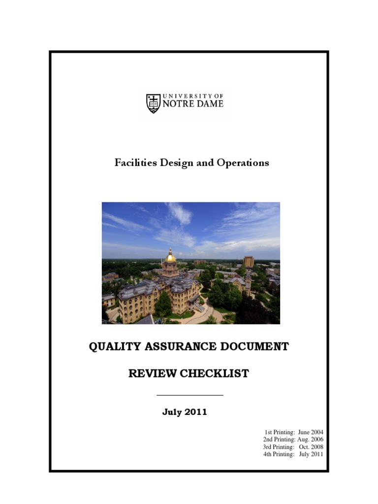 Quality Assurance Document Review Checklist July 2011 PDF | PDF