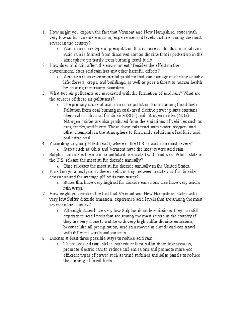 Acid Rain Lab | PDF | Air Pollution | Sulfur Dioxide