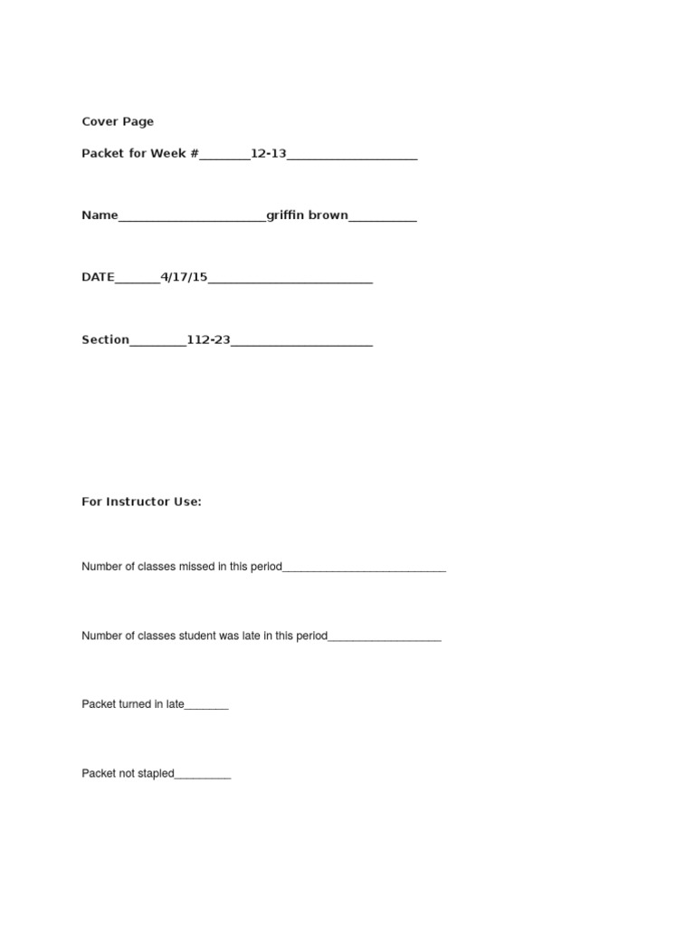Weekly Student Performance Packet | PDF