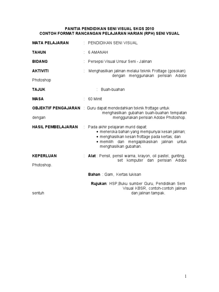 Format RPH Seni Visual | PDF