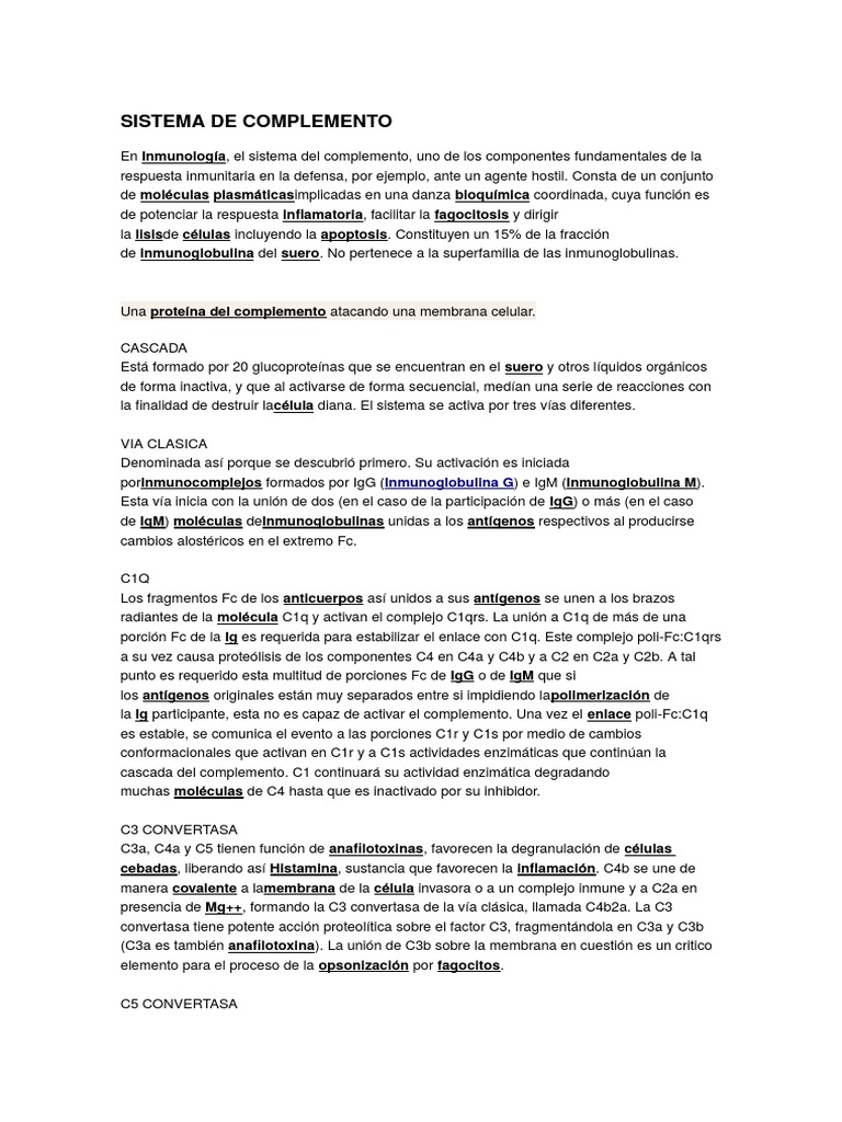 Cascada del Sistema de Complemento | PDF | Sistema complementario ...