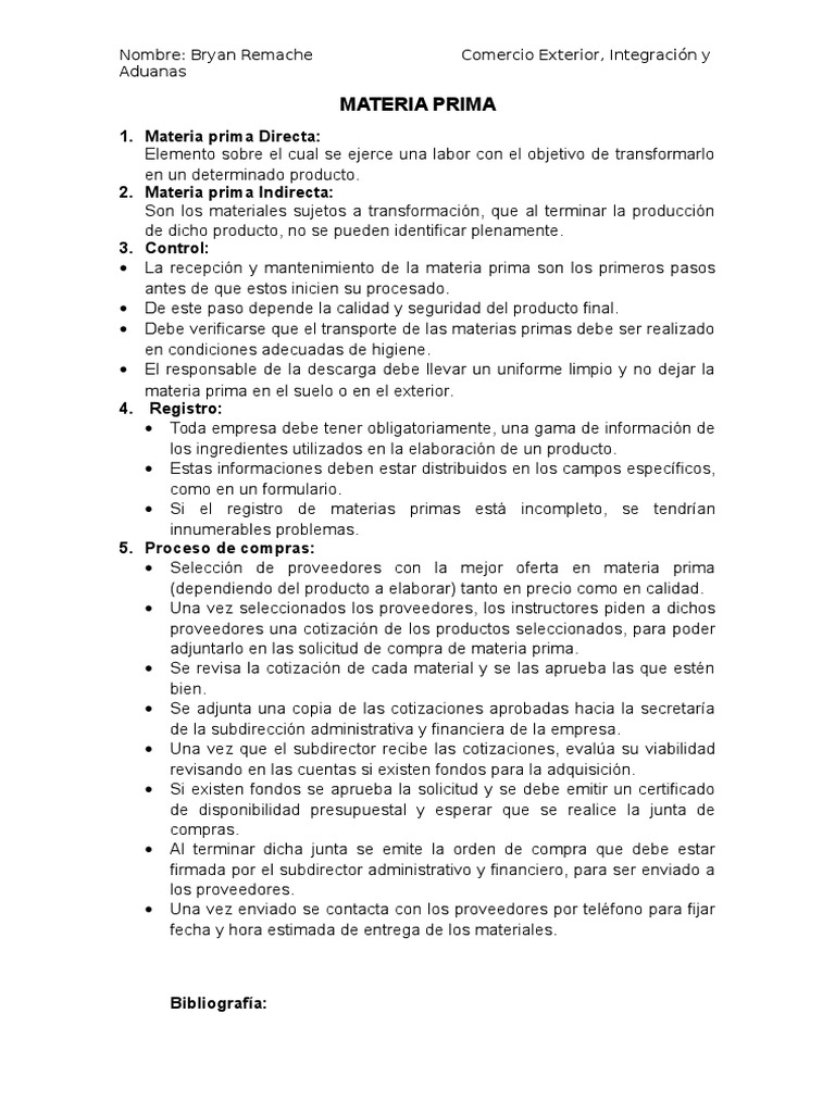 Control y Registro de Materia Prima en Aduanas | PDF | Calidad ...