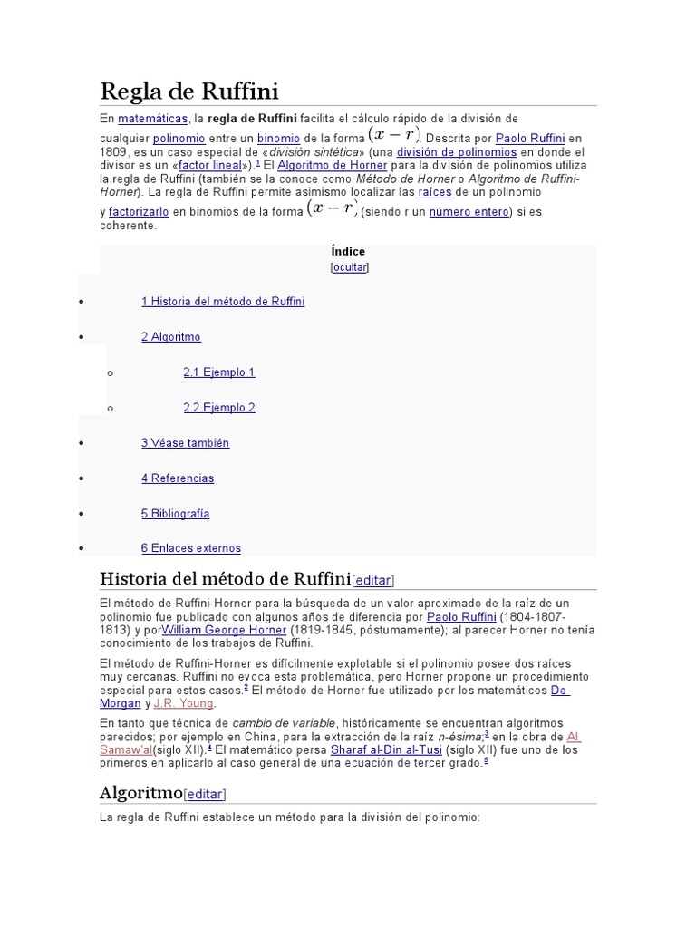 Regla de Ruffini | PDF | Funciones y mapeos | Álgebra