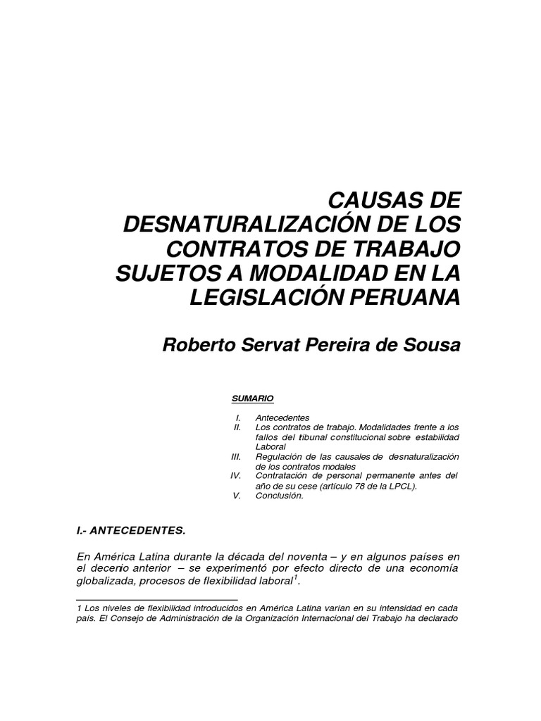 Causas de Desnaturalizaci 211 N de Los Contratos | PDF | Derecho laboral | Acuerdo colectivo