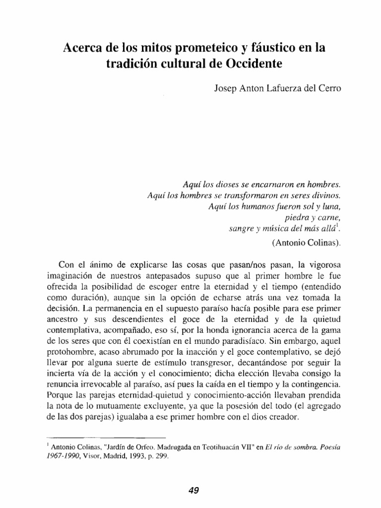 Mitos Fáustico y Prometeico | PDF | Fausto | Sófocles