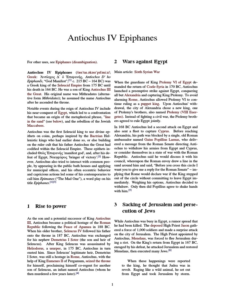 Antiochus IV Epiphanes | PDF | 3rd Century Bc | Classical Antiquity