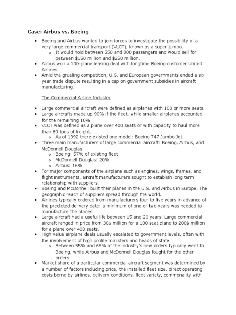 Airbus vs. Boeing Notes | PDF | Boeing | Airbus