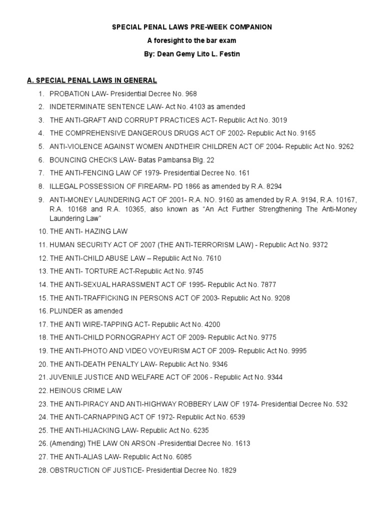 Special Penal Laws 2014 | Probation | Cheque