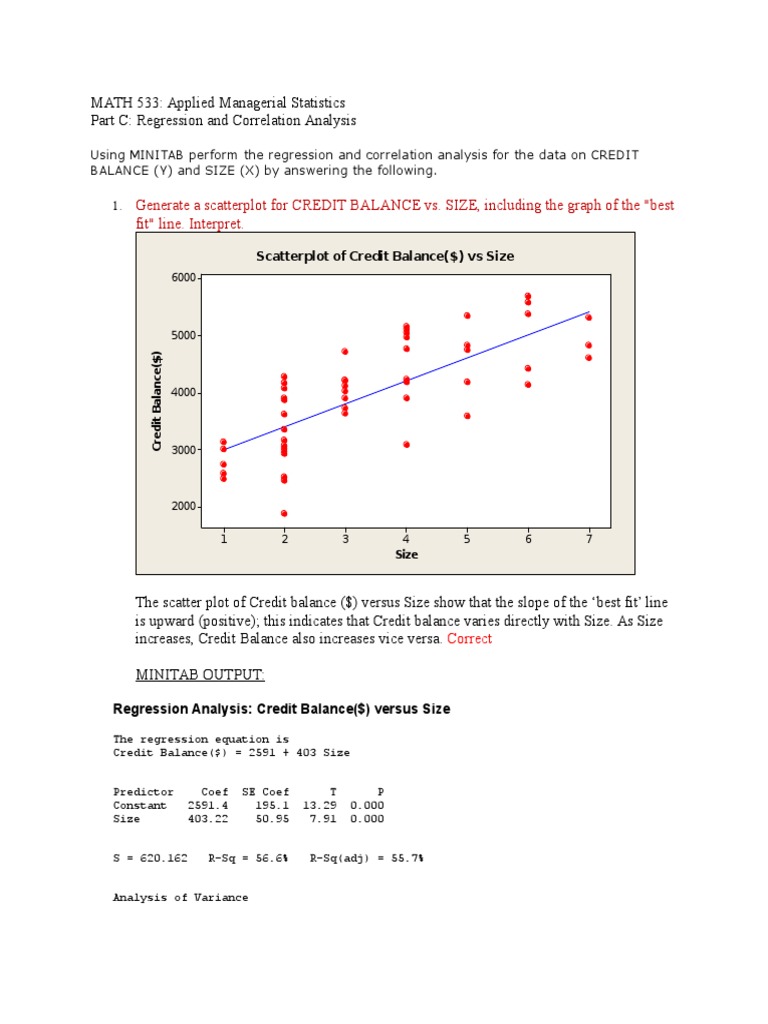 MATH 533 Part C - Regression and Correlation Analysis | Download Free PDF | P Value | Errors And ...