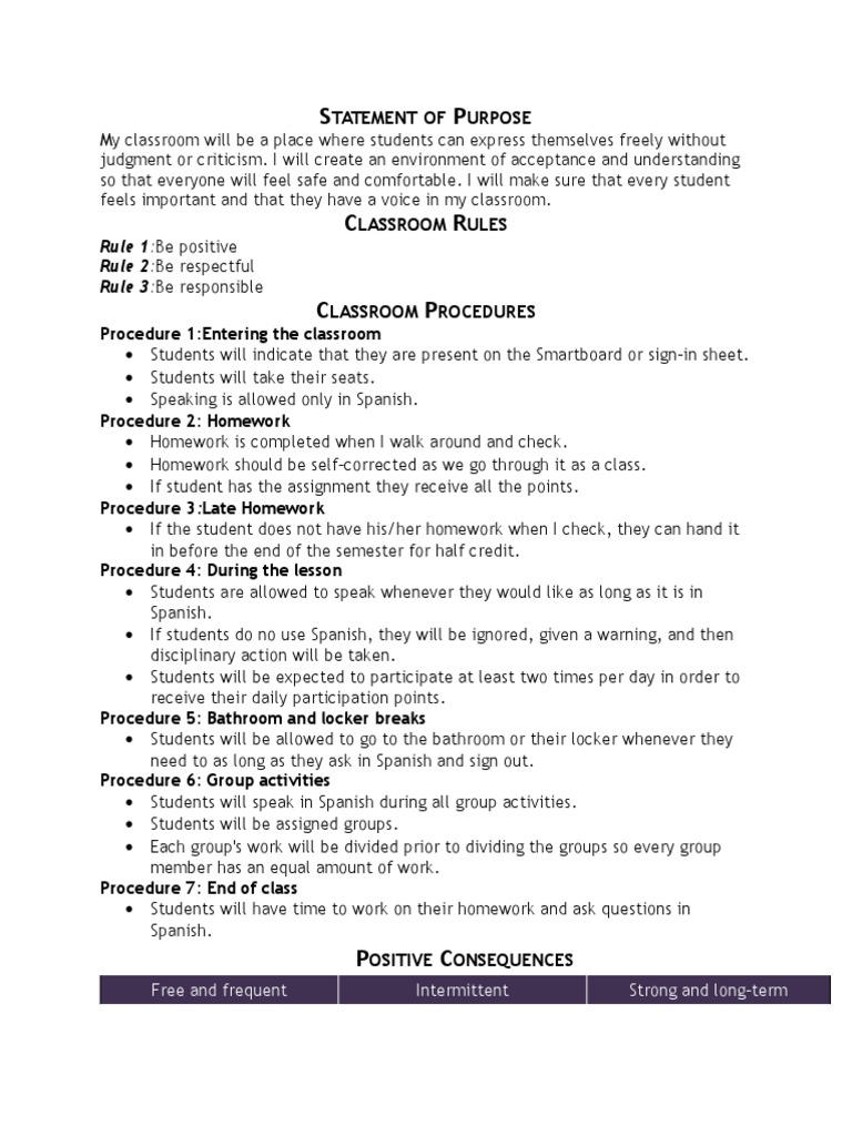 Classroom Management Plan | PDF | Reinforcement | Classroom