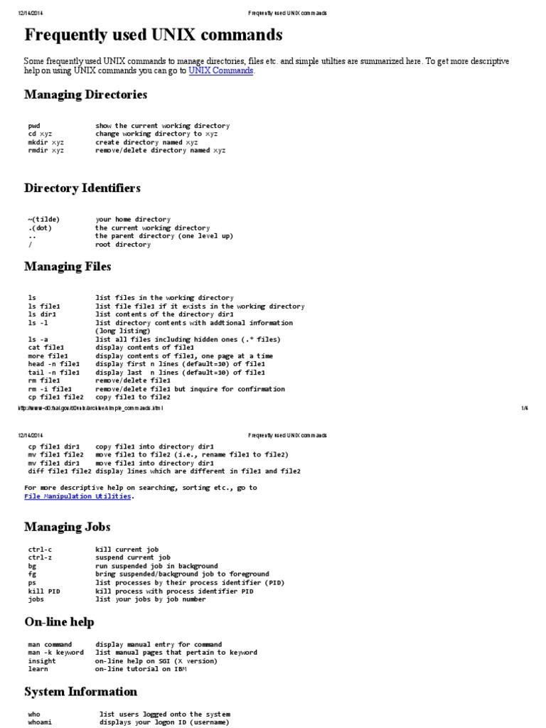 Essential UNIX Commands Guide | PDF | Operating System Technology ...