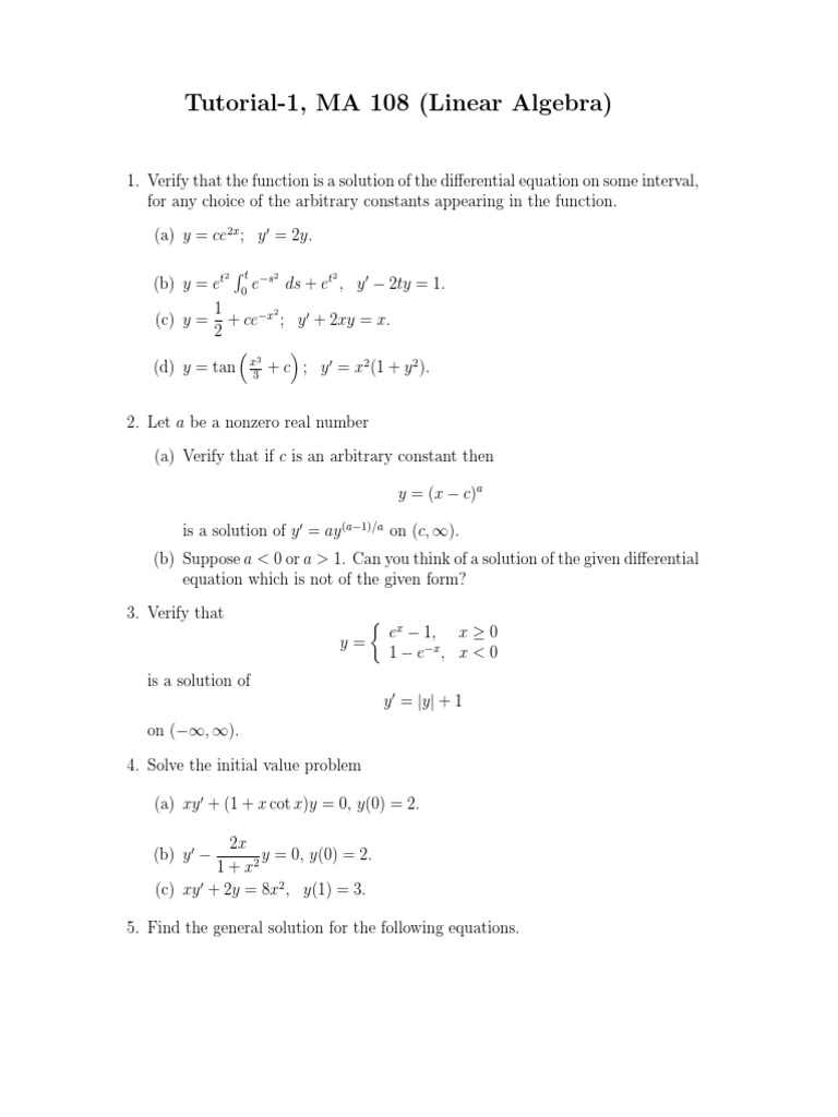 Tutorial On Differential Equations | PDF