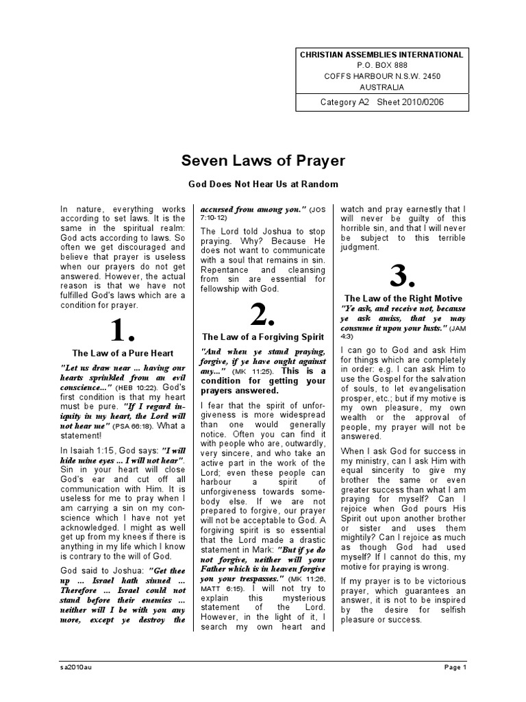 Seven Laws of Prayer | PDF | Prayer | Sin