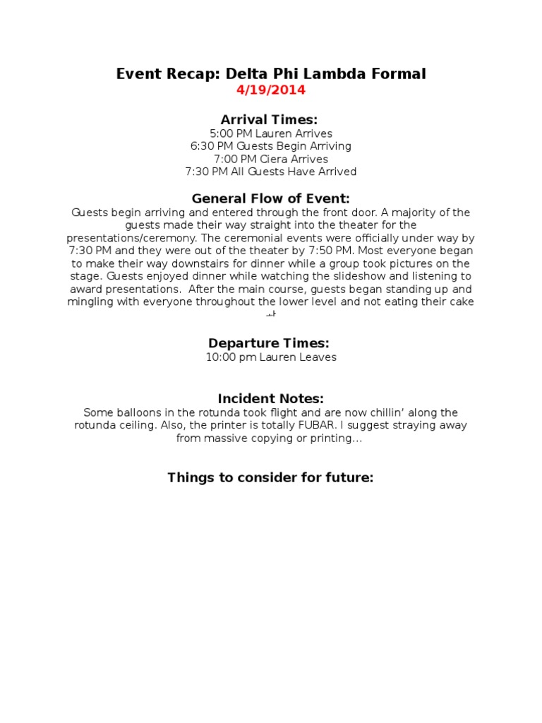 Event Recap Template LM | PDF