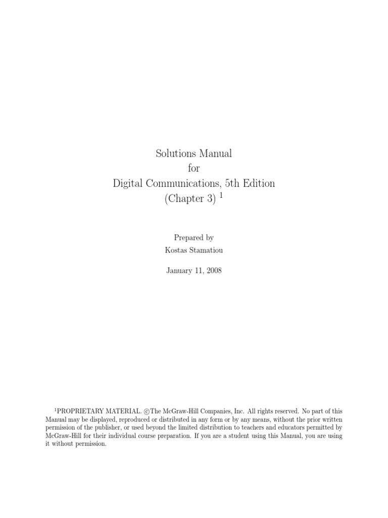 Digital Communications 5th Ed SolutionsChap3 | PDF | Markov Chain ...