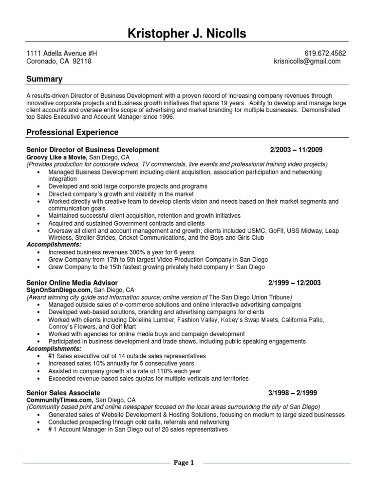 VP Business Development | PDF | Sales | California