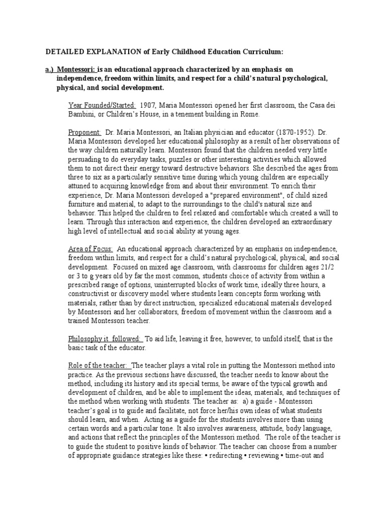 DETAILED EXPLANATION of Early Childhood Education Curriculum | PDF ...