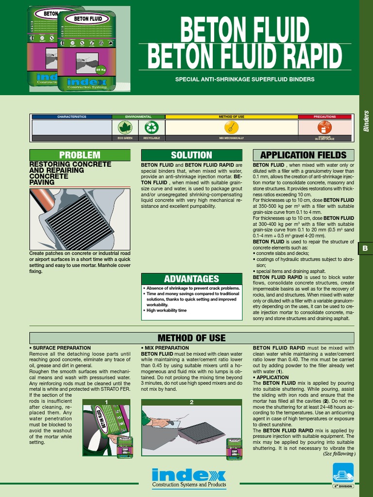Beton Fluid-Beton Fluid Rapid-En | PDF | Mortar (Masonry) | Concrete