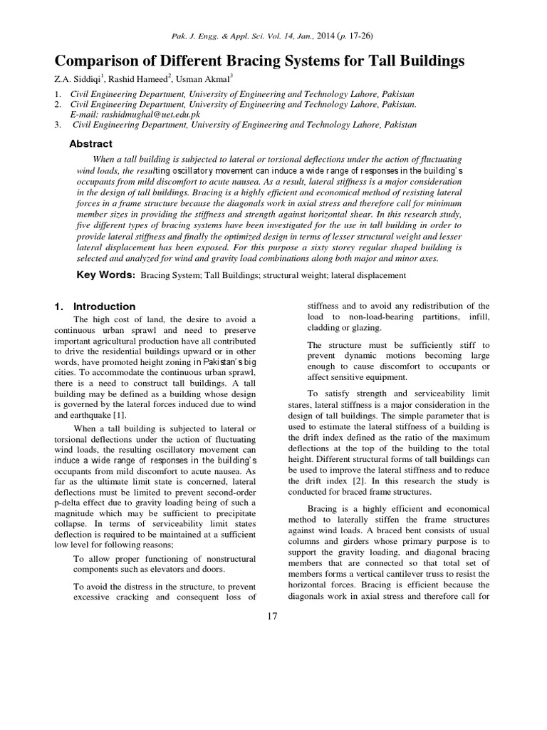 Comparison of Different Bracing Systems For Tall Buildings: Pak. J ...