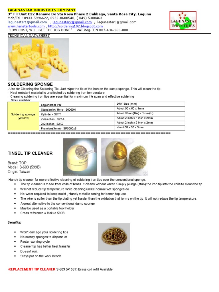 Soldering Sponge & Tip Cleaner Guide | PDF