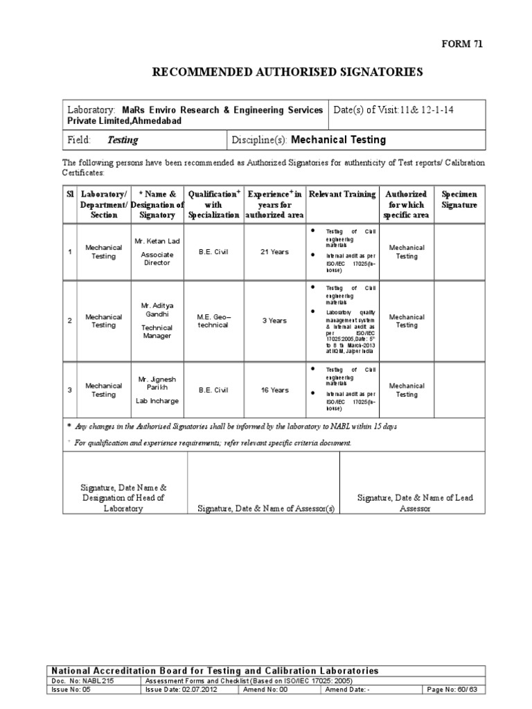 1 Form 71 Mechanical | PDF