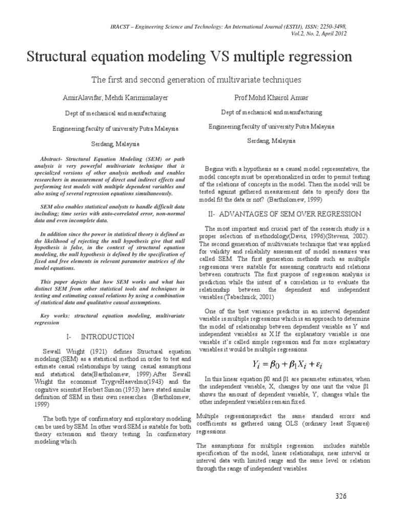 SEM Vs M Regression | PDF | Structural Equation Modeling | Regression ...
