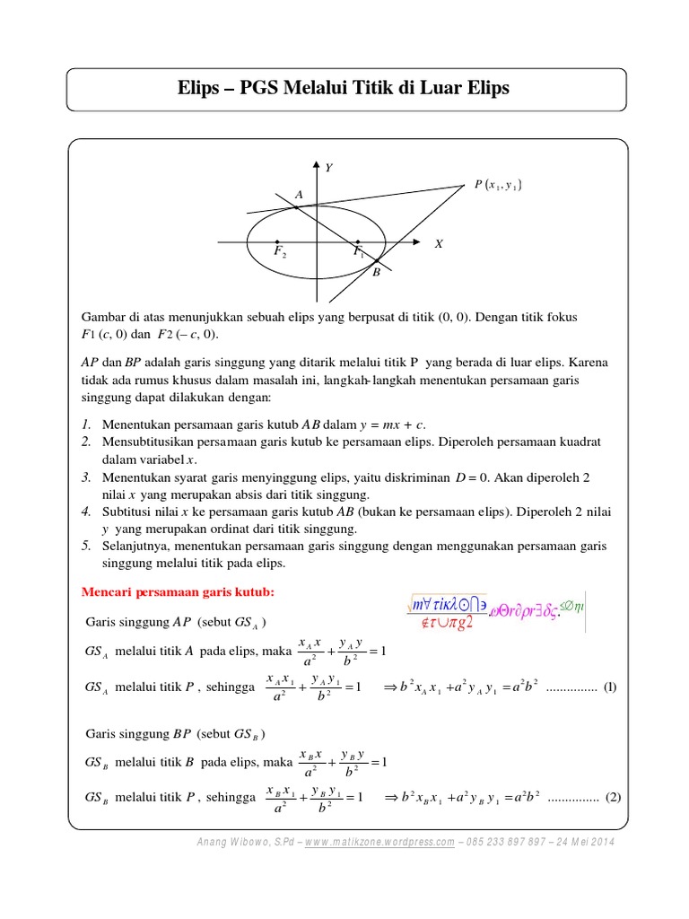 Garis Singgung Elips dari Titik Luar | PDF