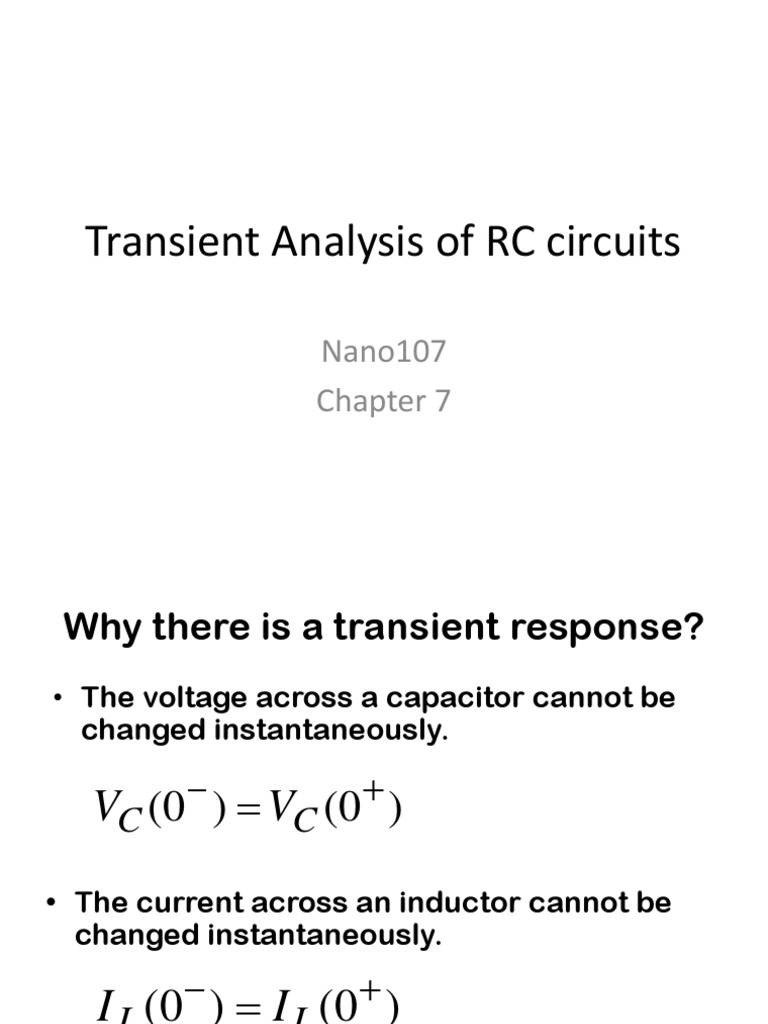 07NANO107 Transient Analysis of RC-RL Circuits | PDF | Electrical ...