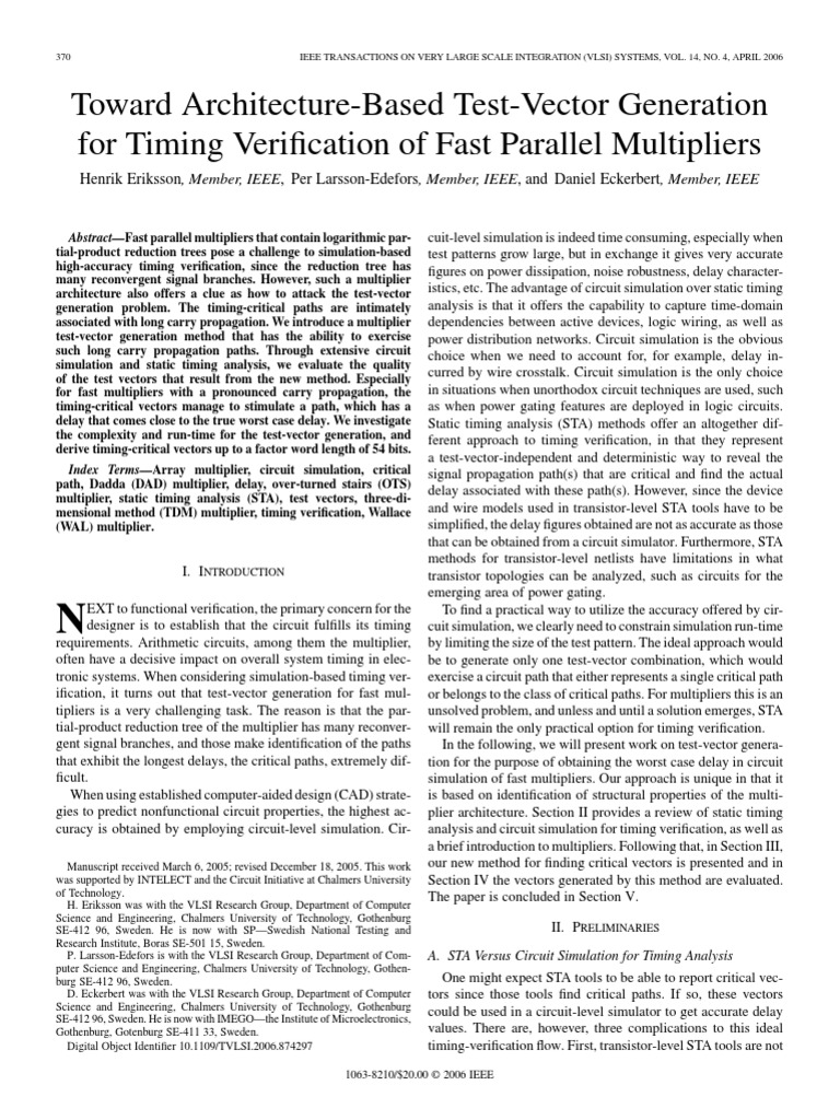 Fast Parallel Multipliers | PDF | Simulation | Electronics