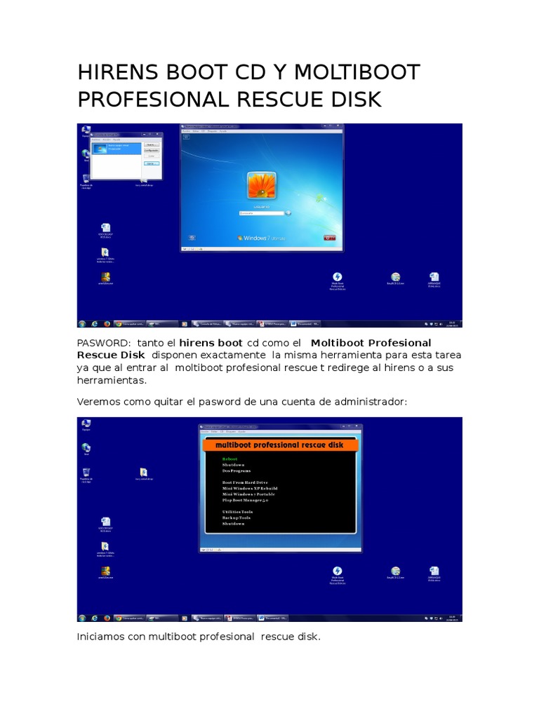 Hirens Boot CD y Moltiboot Profesional Rescue Disk | PDF | Contraseña ...