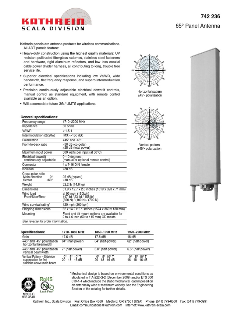 Kathrein 742236 | PDF | Antenna (Radio) | Telecommunications Engineering