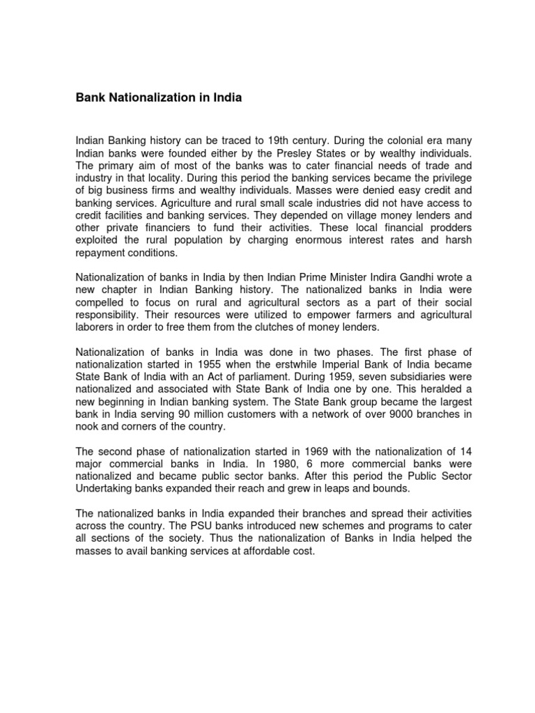 Bank Nationalization in India | PDF | Economy Of India | Economy Of Asia