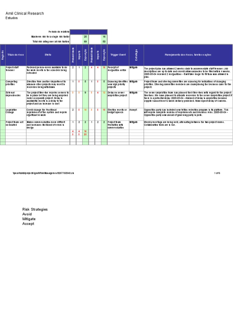 Probability and Impact Matrix Template2.xls | Economies | Business ...