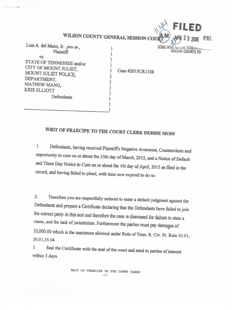 Writ of praecipe | Litigation | Lawyer