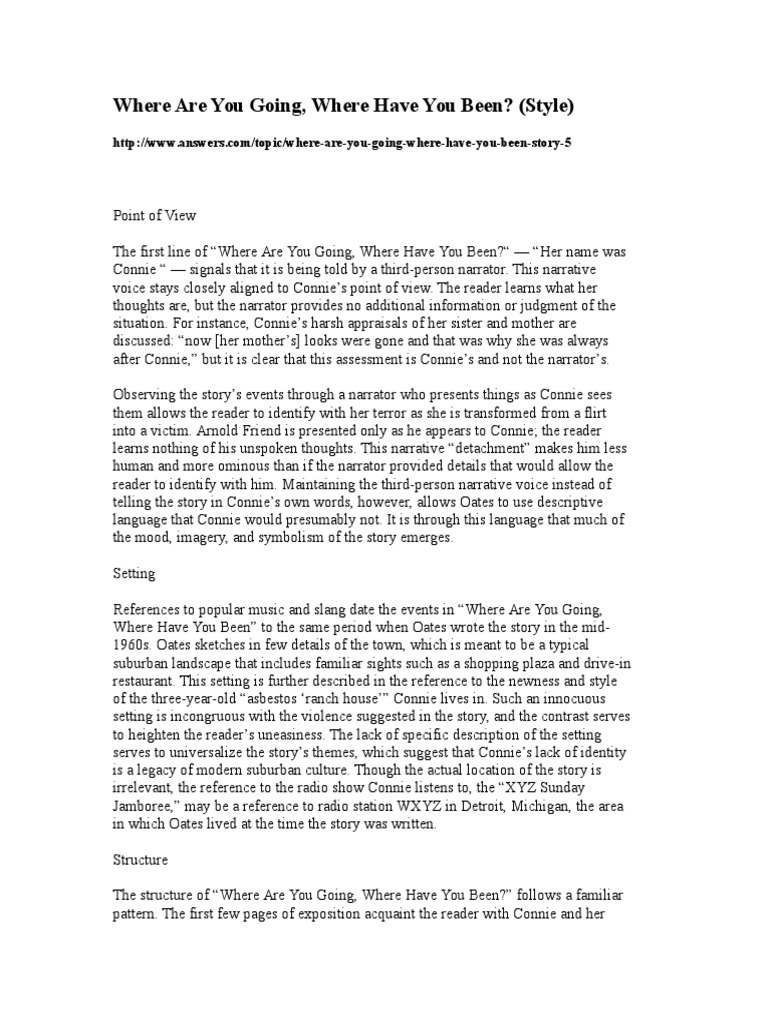 Where Are You Going, Where Have You Been? (Style) | PDF | Narration