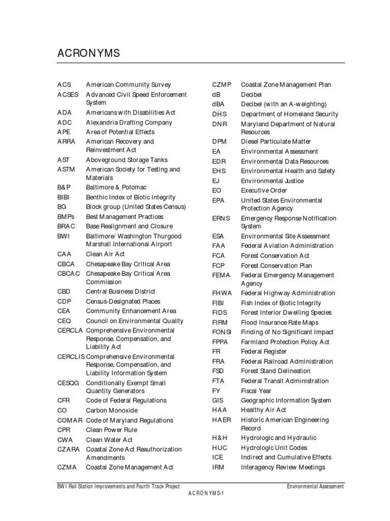 Acronyms | PDF | National Environmental Policy Act | Natural Environment