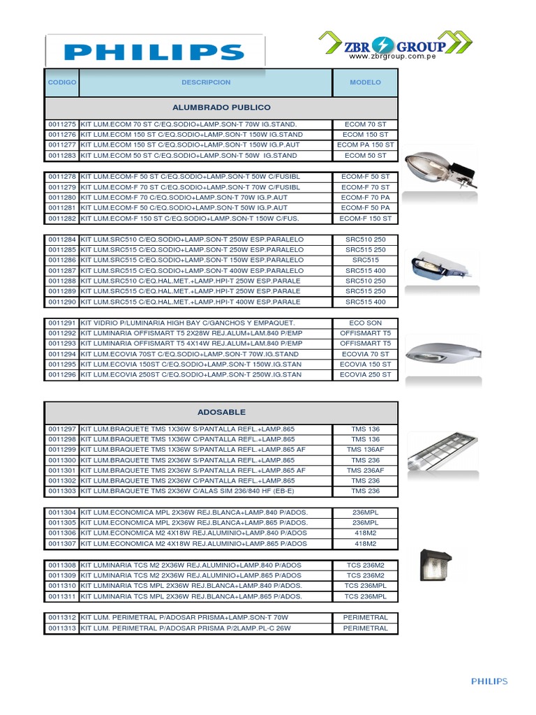Luminarias Philips | PDF | Diseño de interiores | Fluorescencia