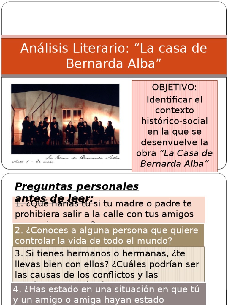 Análisis Literario Casa de Bernarda Alba | PDF | Federico García Lorca ...