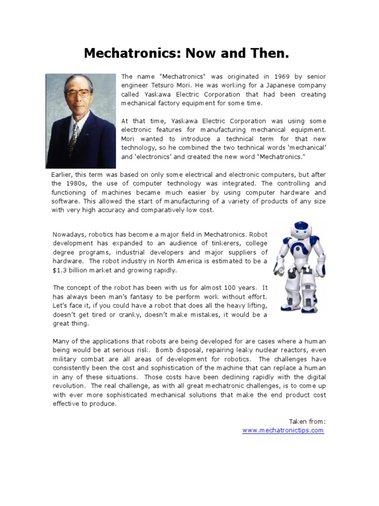History of Mechatronics2 | PDF | Mechatronics | Grammatical Tense