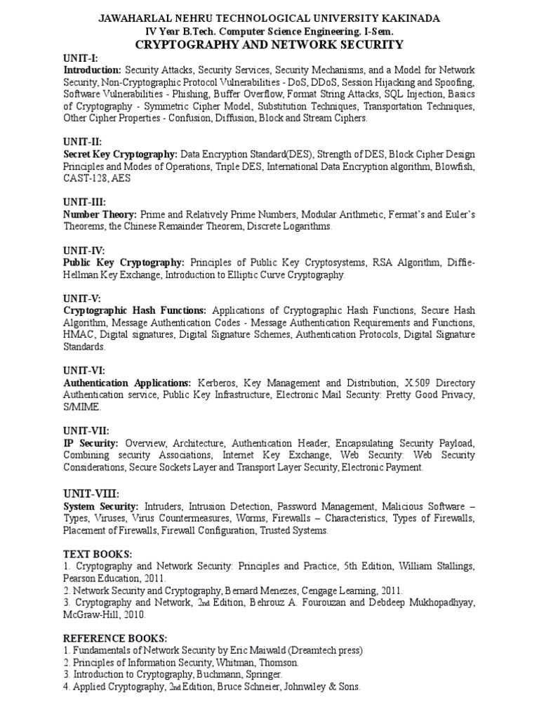 Cns Syllabus Pdf Cryptography Key Cryptography