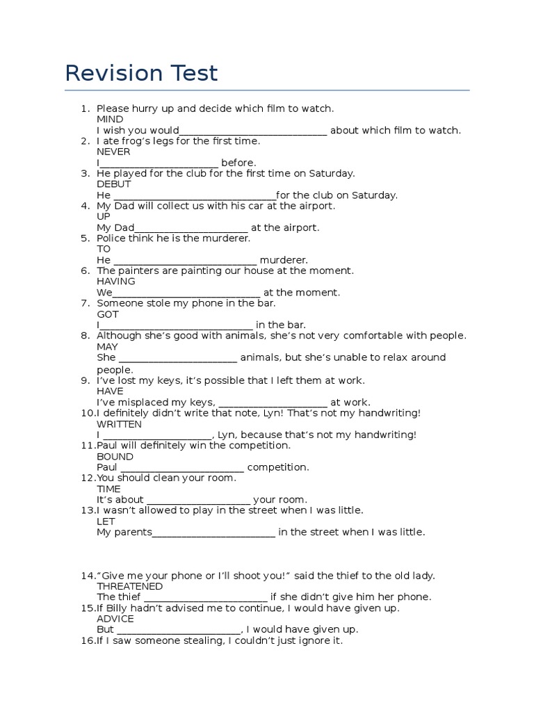 CAE Key Word Transformations | PDF