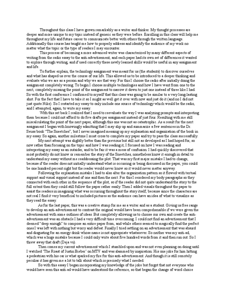 Final Reflection Enc 1101 Pdf Thought Essays